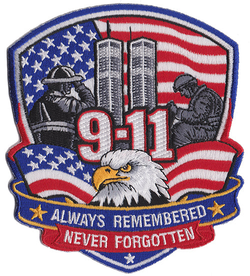 9-11 Eagle Design C Never Forgotten Fire Patch | Eagle Emblems & Graphics