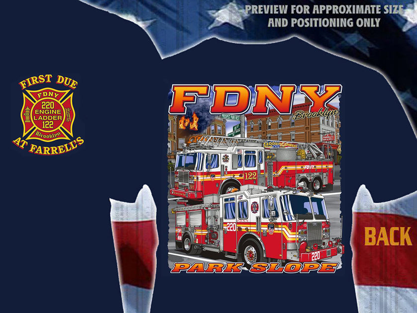 FDNY E-220 L-122 NEW Park Slope, Brooklyn Fire Tee | Eagle Emblems ...
