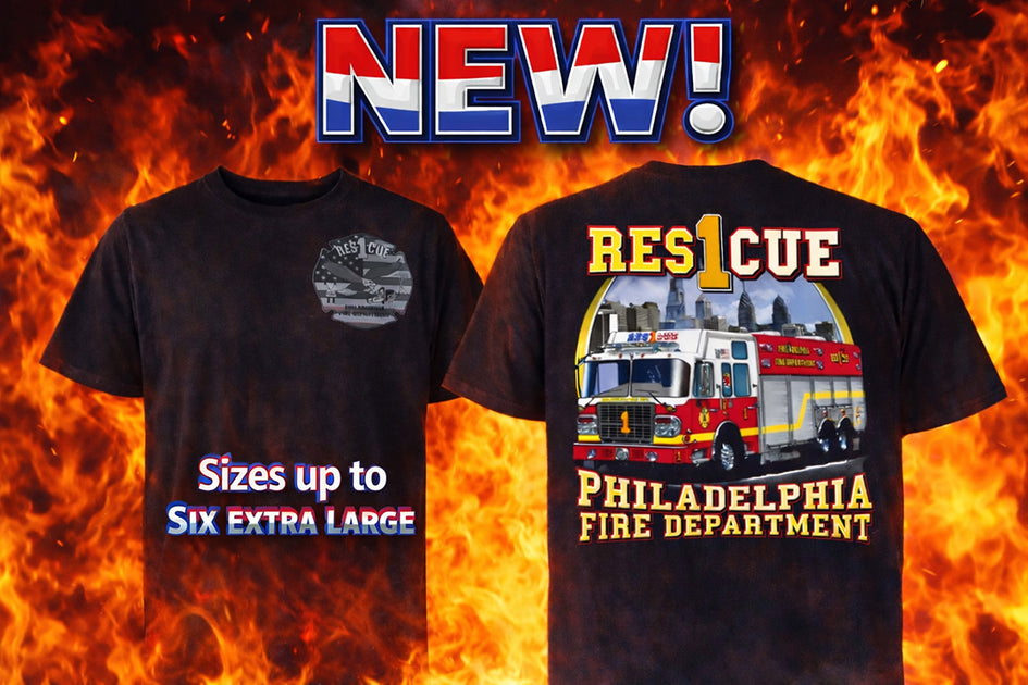Philadelphia Rescue 1 NEW Design Black Fire Tee Subdued Front | Eagle ...