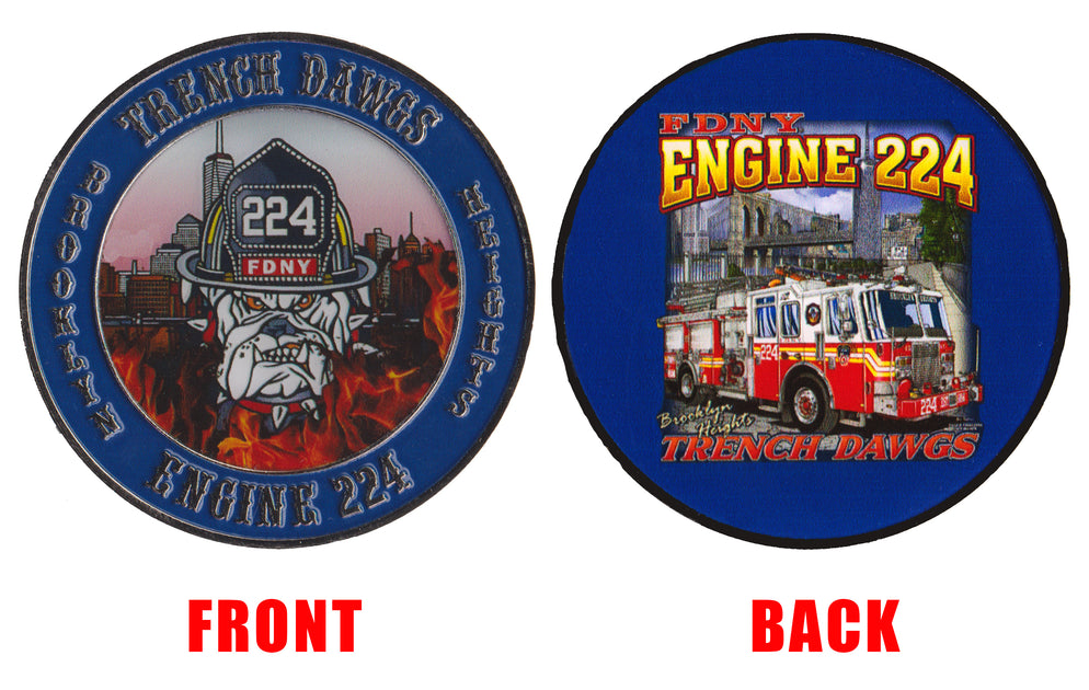 FDNY E-224 "Trench Dawgs" Challenge Coin | Eagle Emblems & Graphics