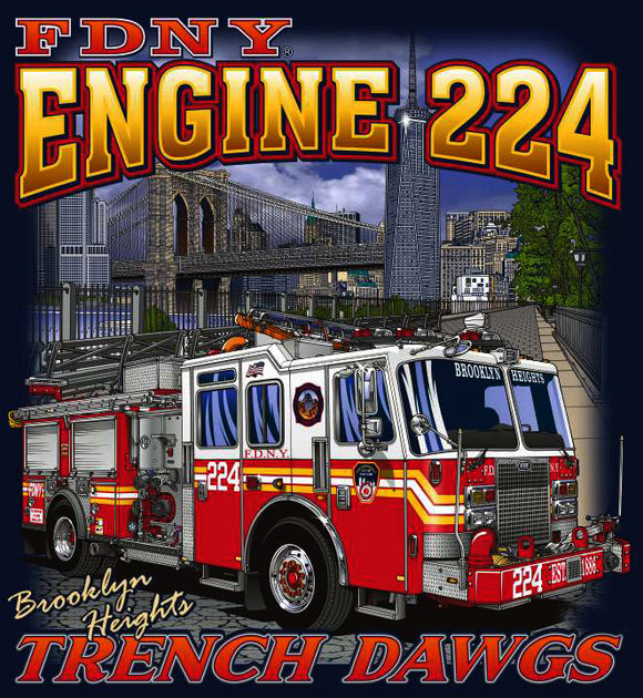 FDNY E-224 Trench Dawgs Brooklyn Fire Tee | Eagle Emblems & Graphics