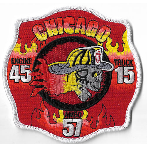 Chicago Engine 45 Truck 15 Ambo. 57 SKULL New Design Fire Patch | Eagle ...