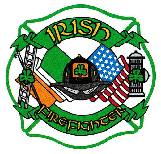 Irish Firefighter Shamrock Maltese Cross 4" Fire Decal | Eagle Emblems ...