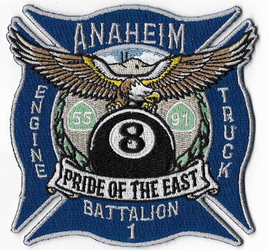 Anaheim, CA Station 8 Battalion 1 Fire Patch | Eagle Emblems & Graphics