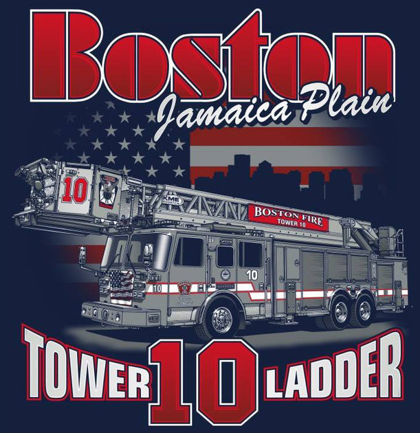 Boston Tower Ladder 10 "Jamaica Plain" Navy Tee Small Only | Eagle ...